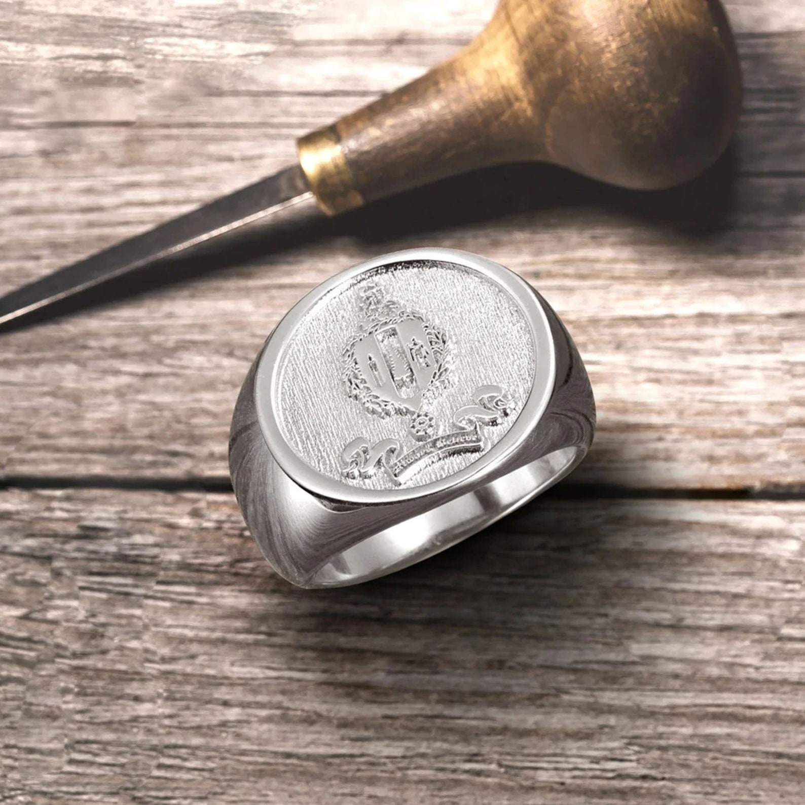 Customized Wax Seal Family Signet Ring | Gift for Him | Sterling Silver ...
