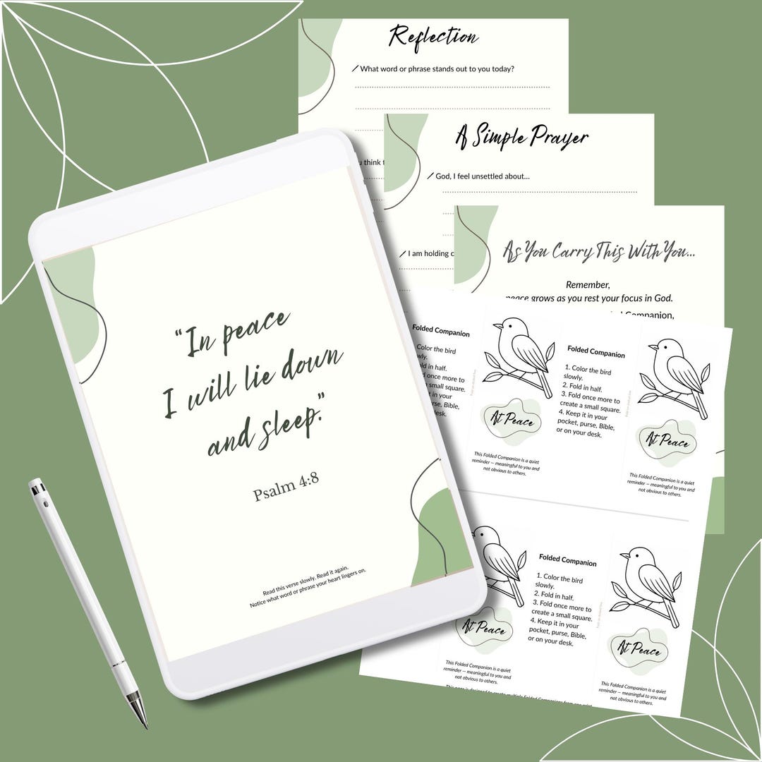 At Peace Scripture Reflection Bundle | Folded Companion Printables - Etsy