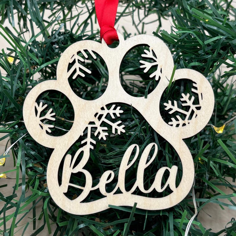 Personalized Dog Paw Ornament: Custom Pet Name, Snowflake Design - Etsy