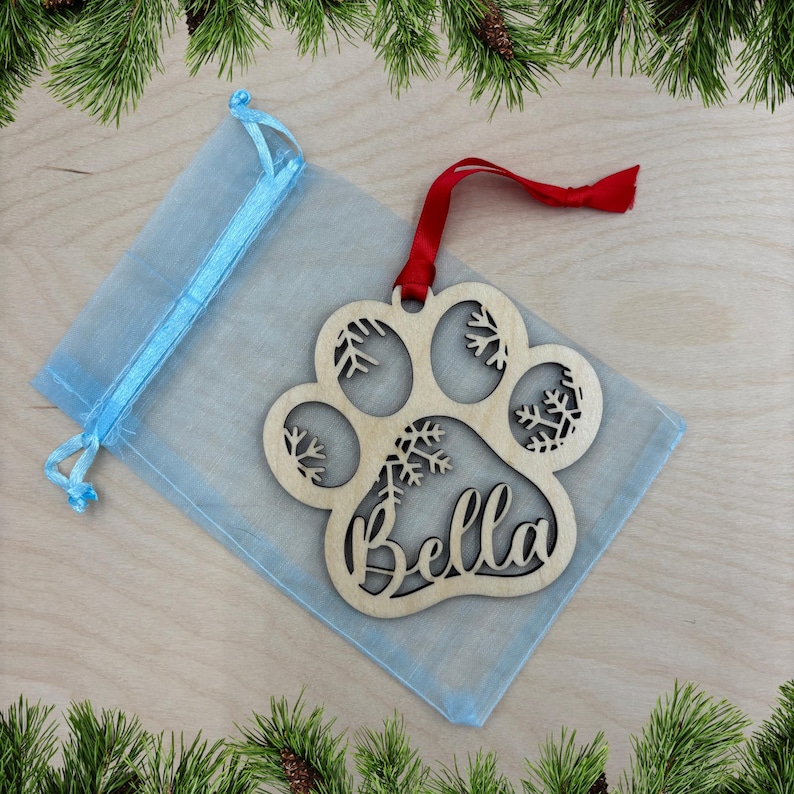 Personalized Dog Paw Ornament: Custom Pet Name, Snowflake Design - Etsy