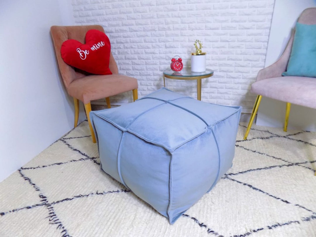 Velvet Pouf, Square Velvet Ottoman Pouf -moroccan Velvet Ottoman ...