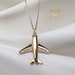 14k Gold Airplane Necklace, Gold Plane Charm,aviation Staff Gift ...