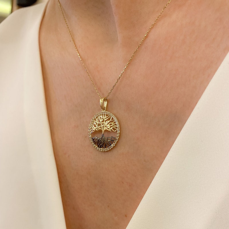 Gold Tree Pendant - Etsy