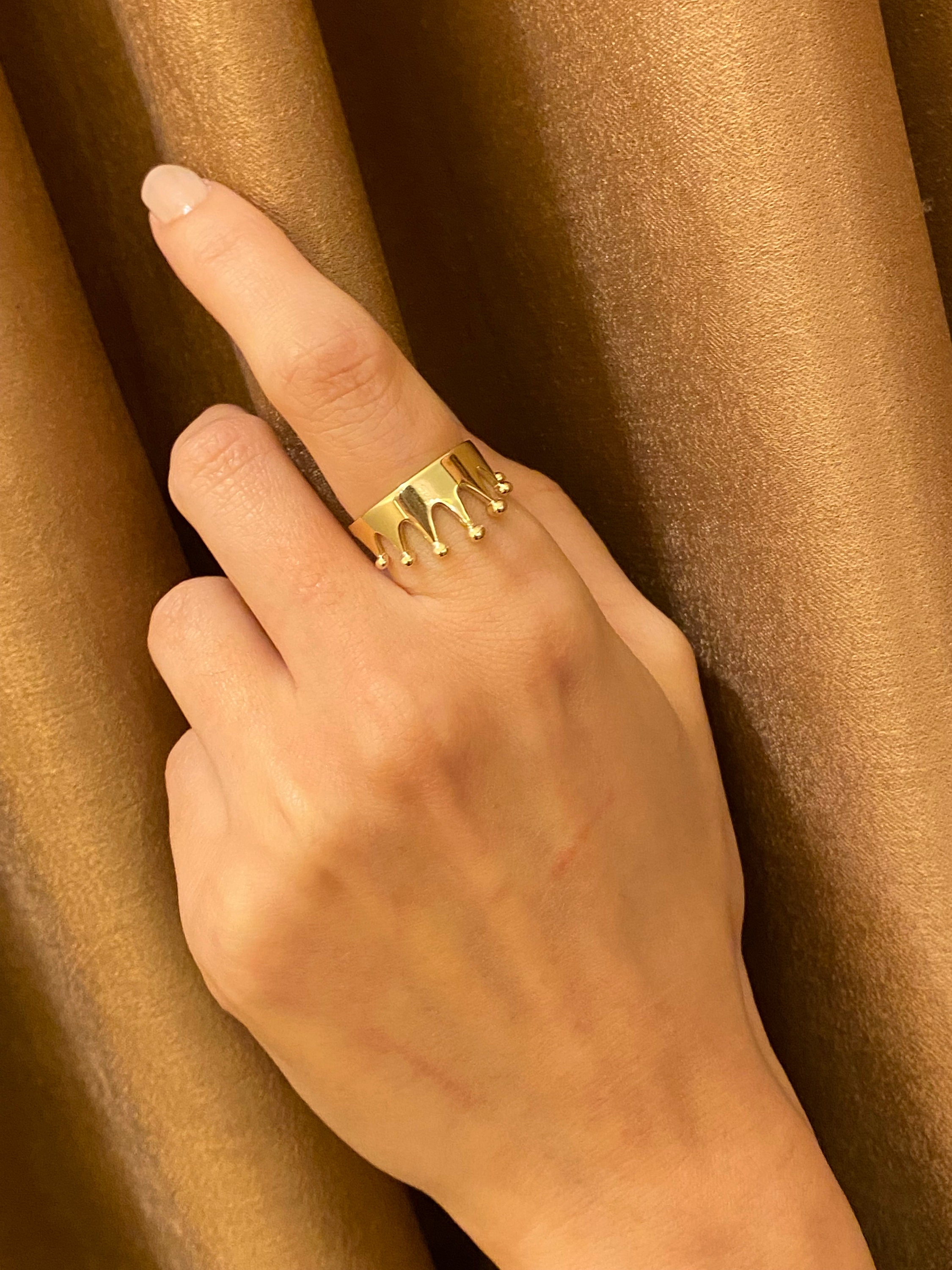 14K Gold Crown Ring Dainty Gold Princess Crown Ring Gold - Etsy