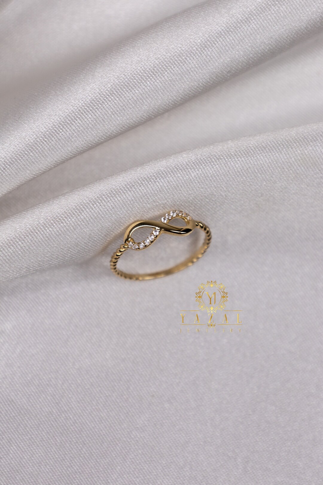 14k Gold Infinity Ring, Eternal Evil Eye Ring, Gold Eternity Symbol ...