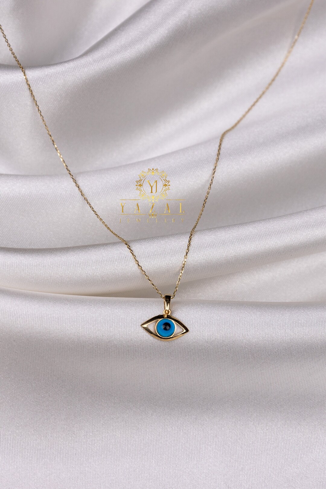 14K Gold Eye Pendant, Eyelash Necklace, Gift for Her Dainty Pendants ...