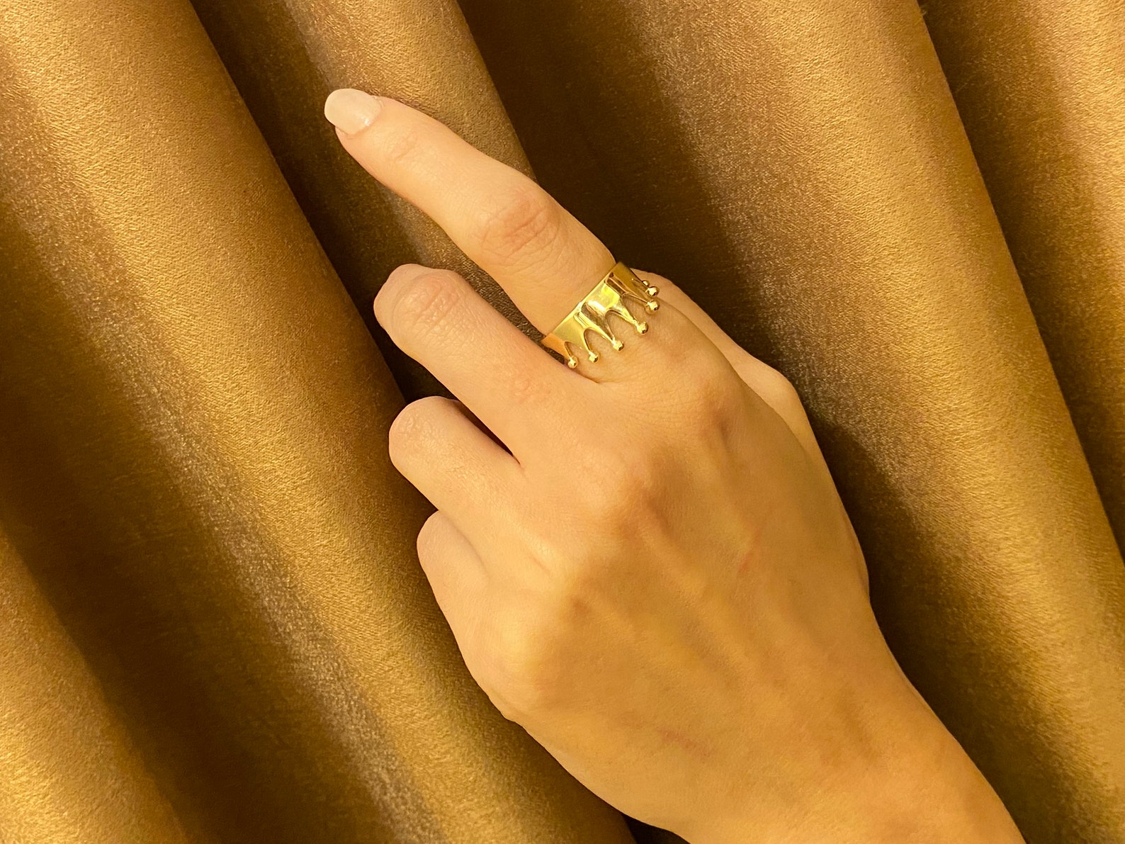 14K Gold Crown Ring, Dainty Gold Princess Crown Ring, Gold Princess ...