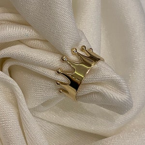 14K Gold Crown Ring, Dainty Gold Princess Crown Ring, Gold Princess Ring, Gold Tiara Ring, Gold ...