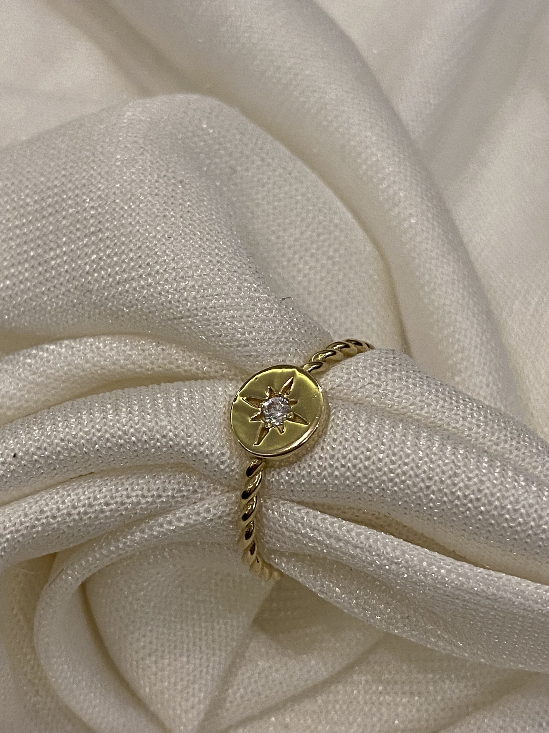 14kgold Signet Star Ring Gold Compass Star Handmade Gold - Etsy