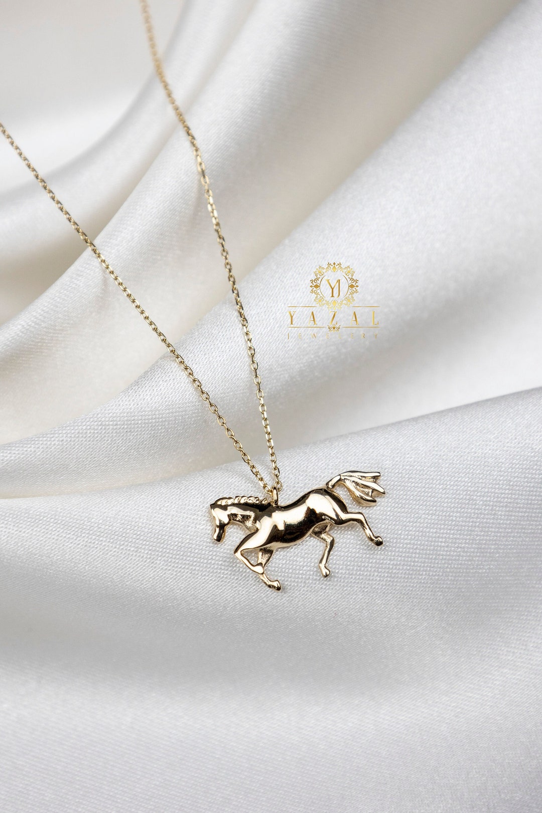 14K Gold Horse Pendant, Animal Necklace, Gift for Her Dainty Pendants ...