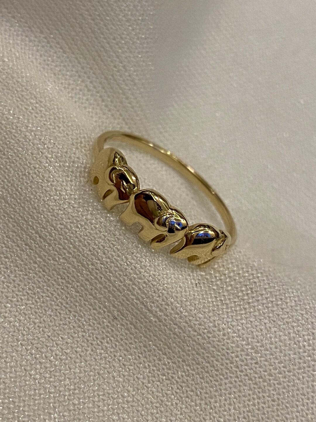 14k Gold Elephant Ring, 3 Mini Elephant Ring, Minimalist Ring, Hand ...