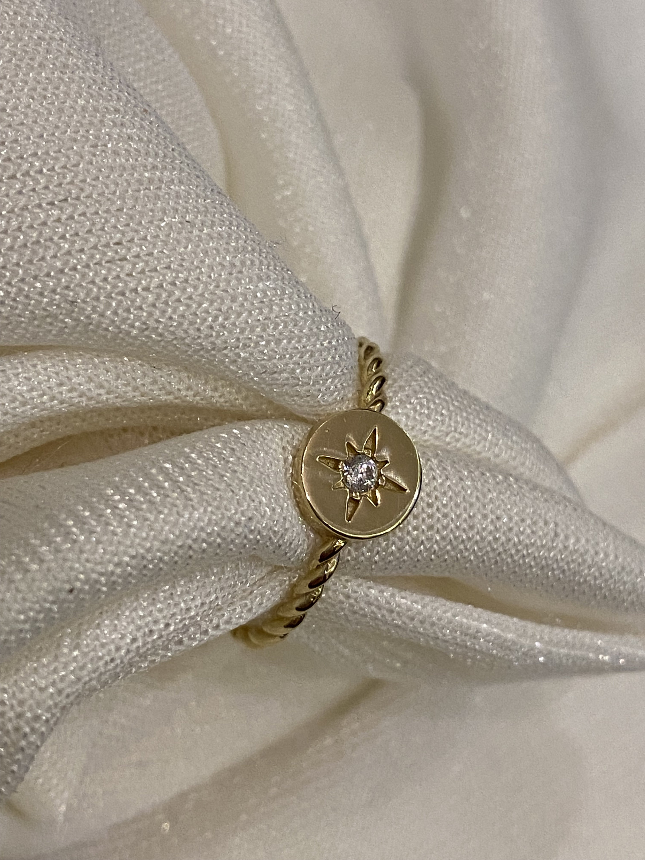 14kgold Signet Star Ring Gold Compass Star Handmade Gold - Etsy