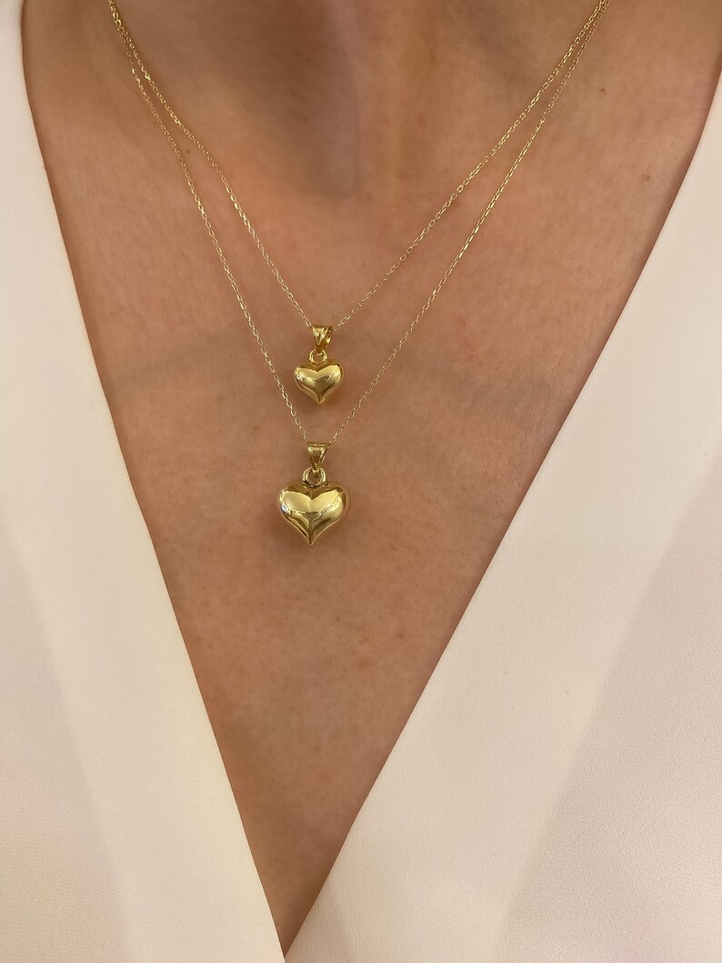 14k Solid Gold Heart Necklace big Gold Heart Pendantgold | Etsy