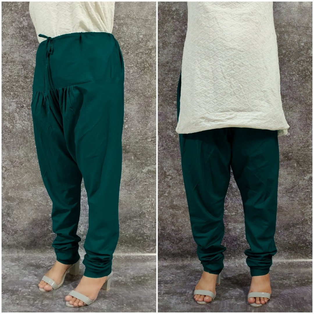 Teal Women's Cotton Authentic Indian Churidar Pants Leggings Pant ...