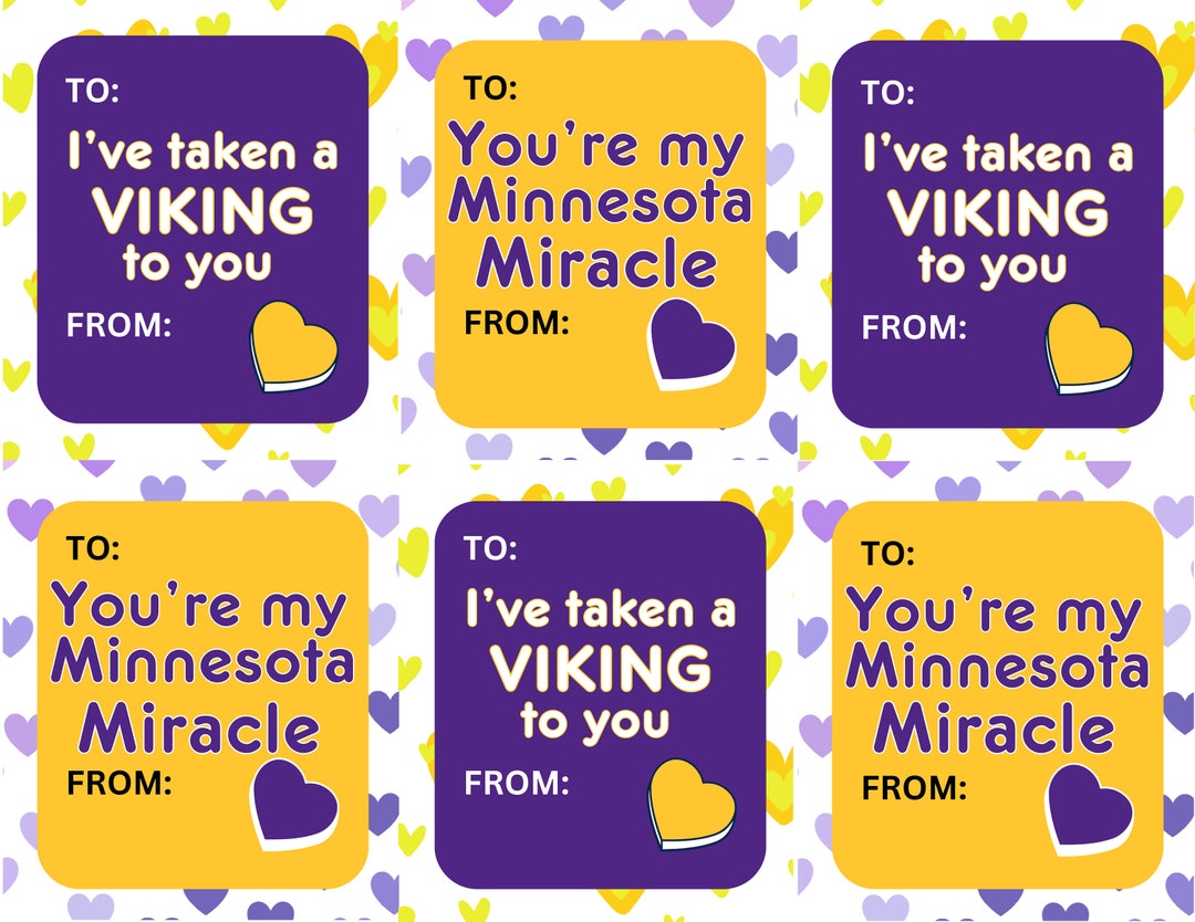 Football Themed Classroom Valentines Printable Kids Valentines Cards Minnesota Vikings Valentine ...