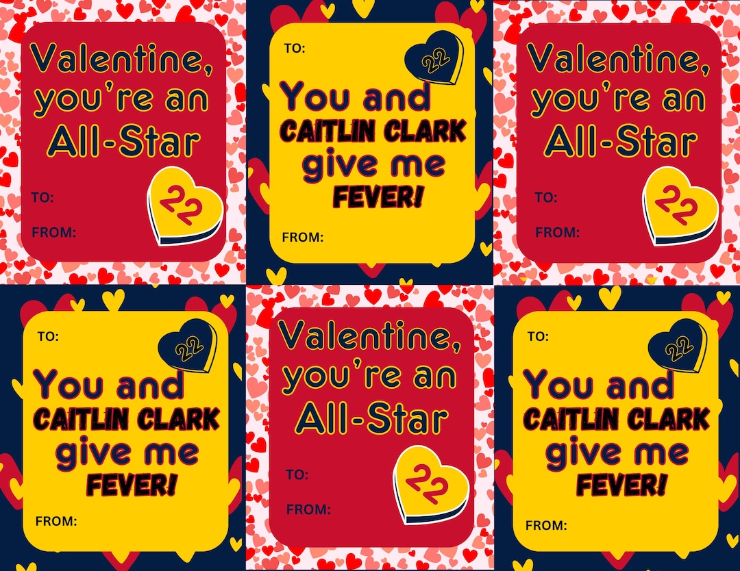 Fever Printable Valentines Cards Caitlin Clark Classroom Valentines ...
