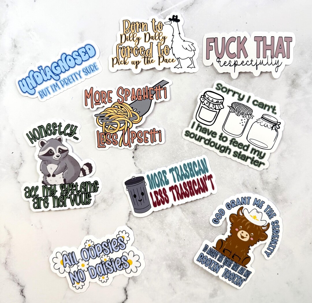 Funny Sarcastic Sticker Set: Waterproof Vinyl Decals - Etsy