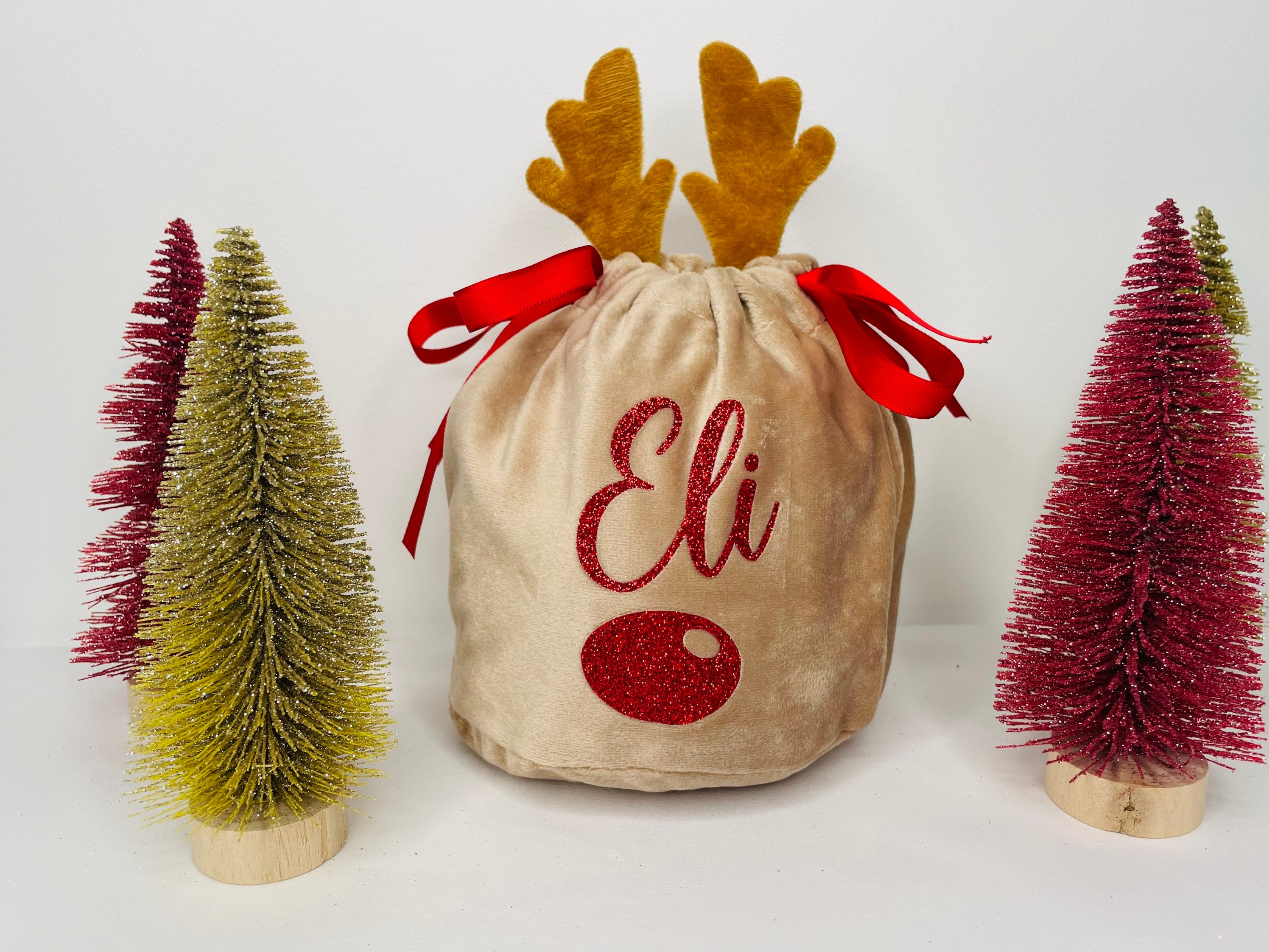 Personalised Mini Santa Sacks Reindeer / Santa Hat Velvet - Etsy
