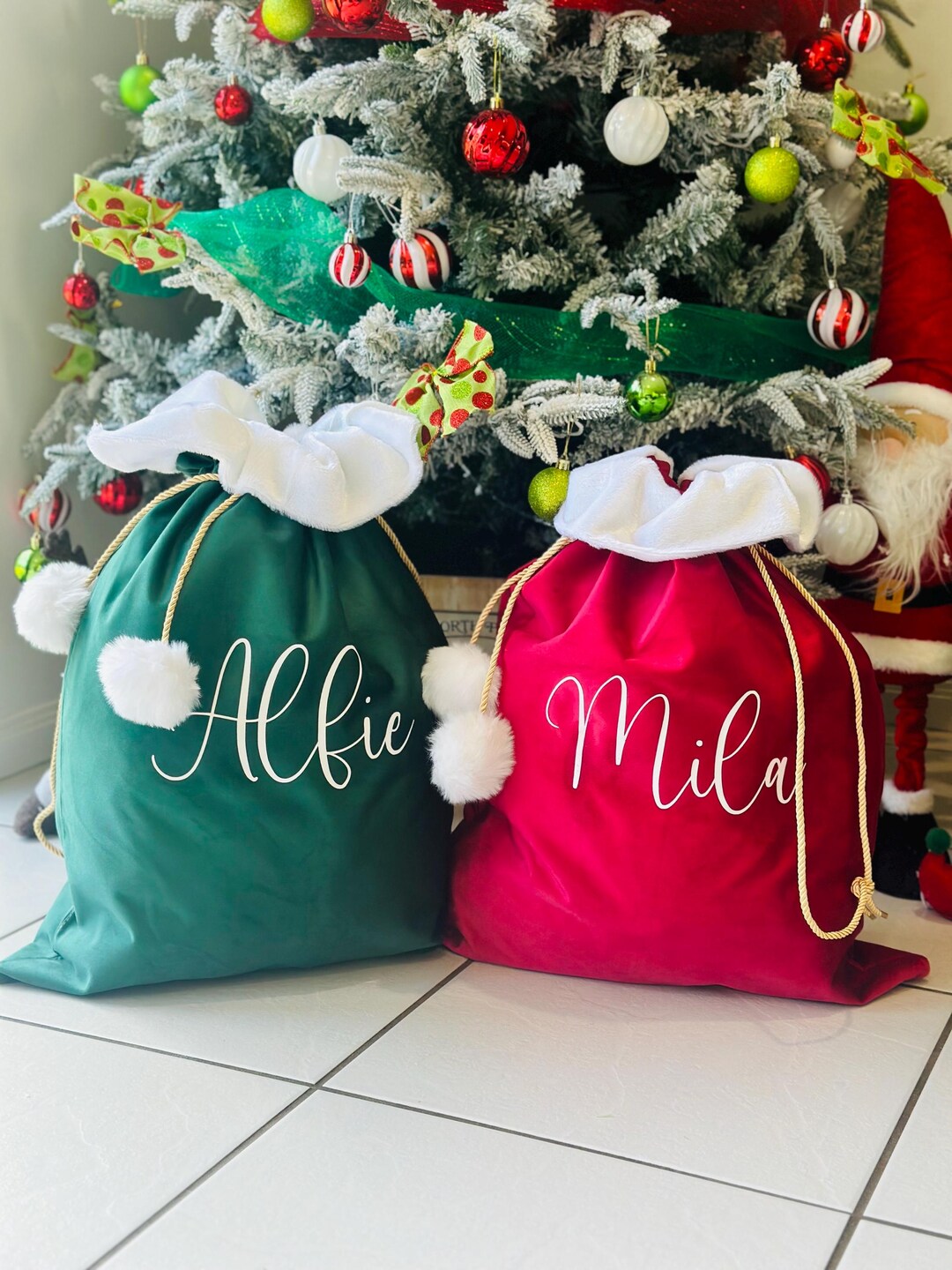 Velvet Santa Sack, Christmas Present Bag, Luxury Personalised Santa ...