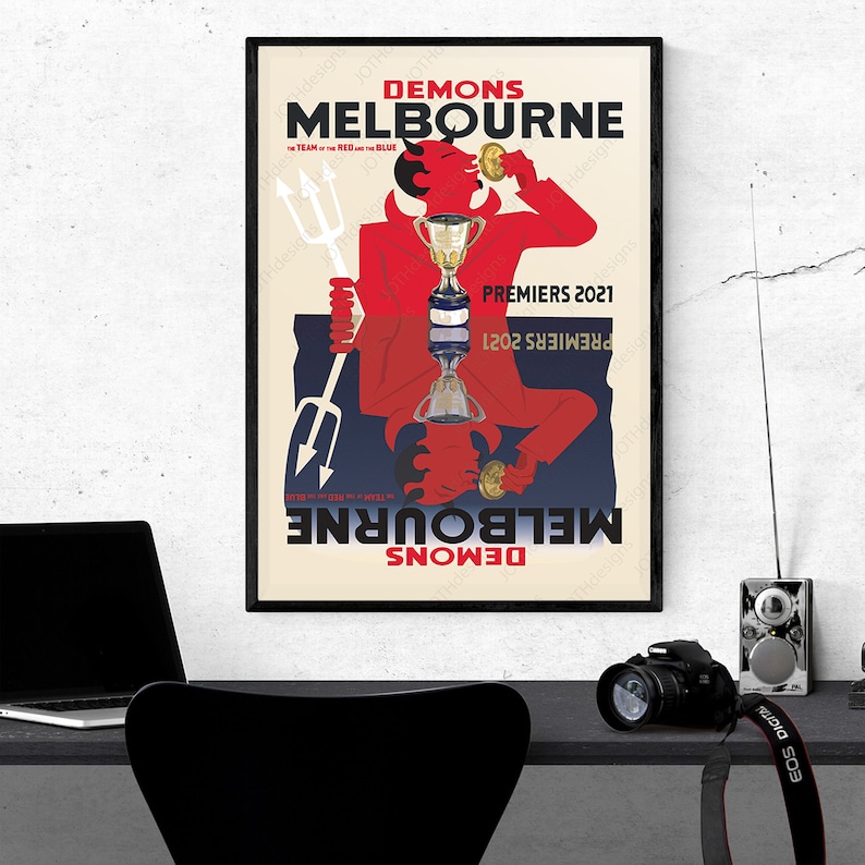 Melbourne Demons 2021 Premiership Vintage Style Wall A2 Art Poster ...