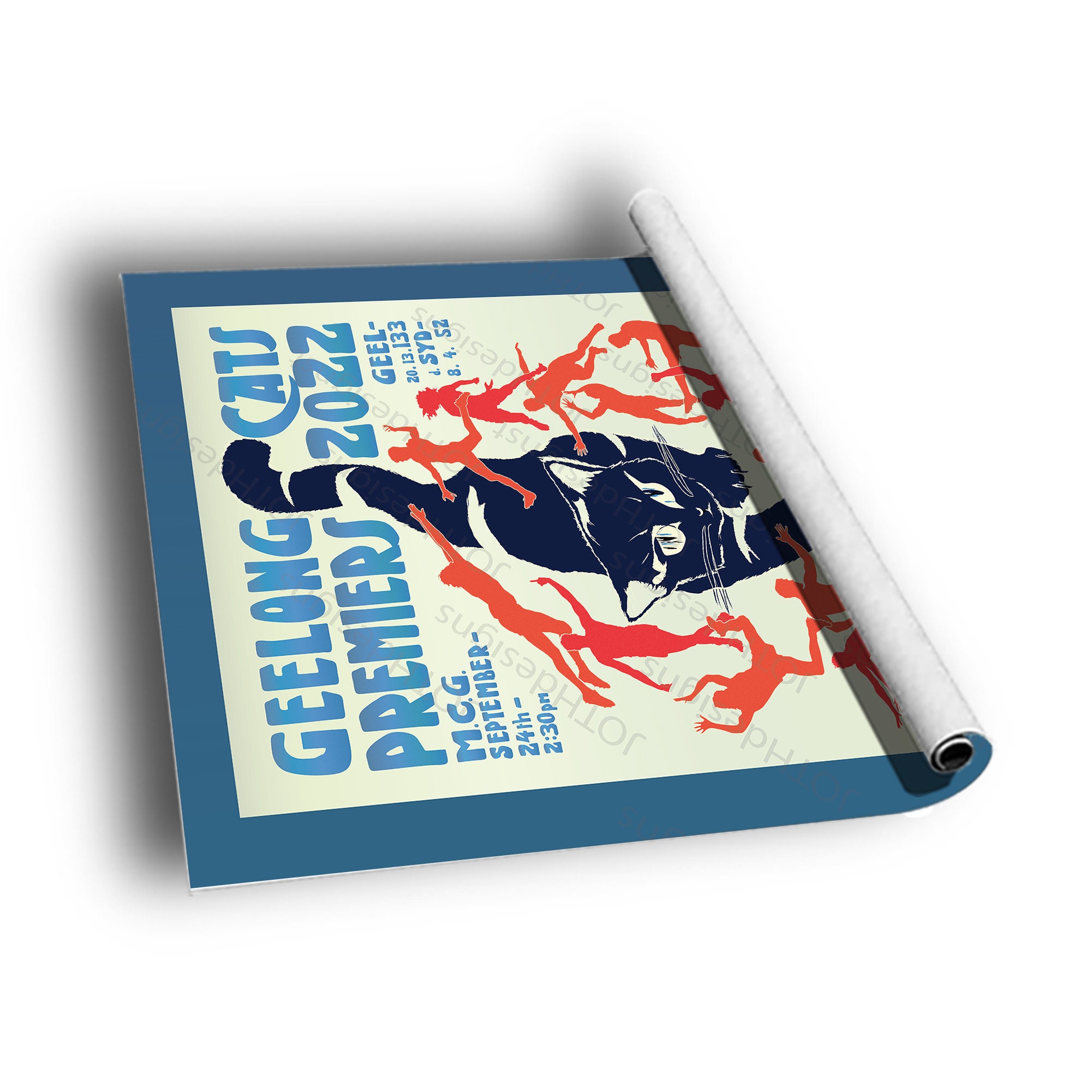 2022 Geelong Cats Premiership A2 Poster Print. Vintage Black Cat Circus ...