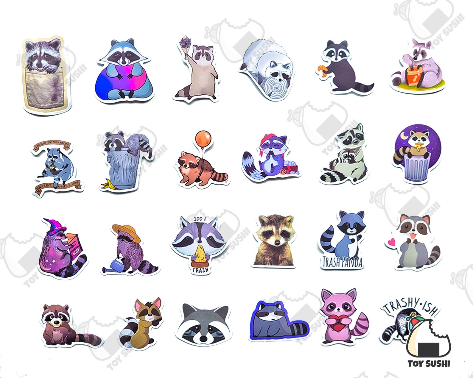 50 Pcs raccoon Sticker Pack Racoon Dog Trash - Etsy