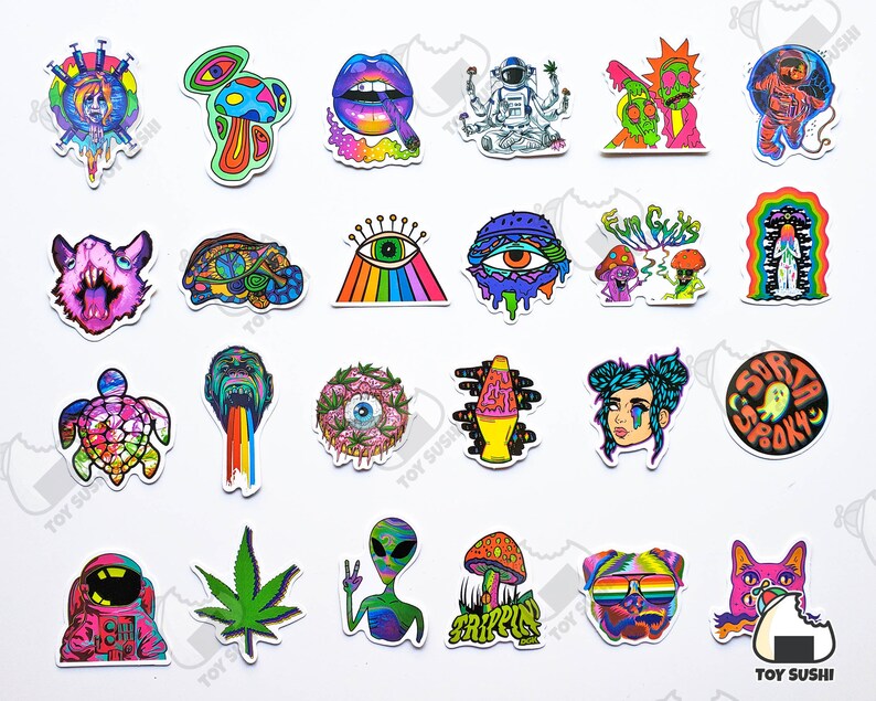 50 Pcs psychedelic Sticker Pack Weed 420 - Etsy