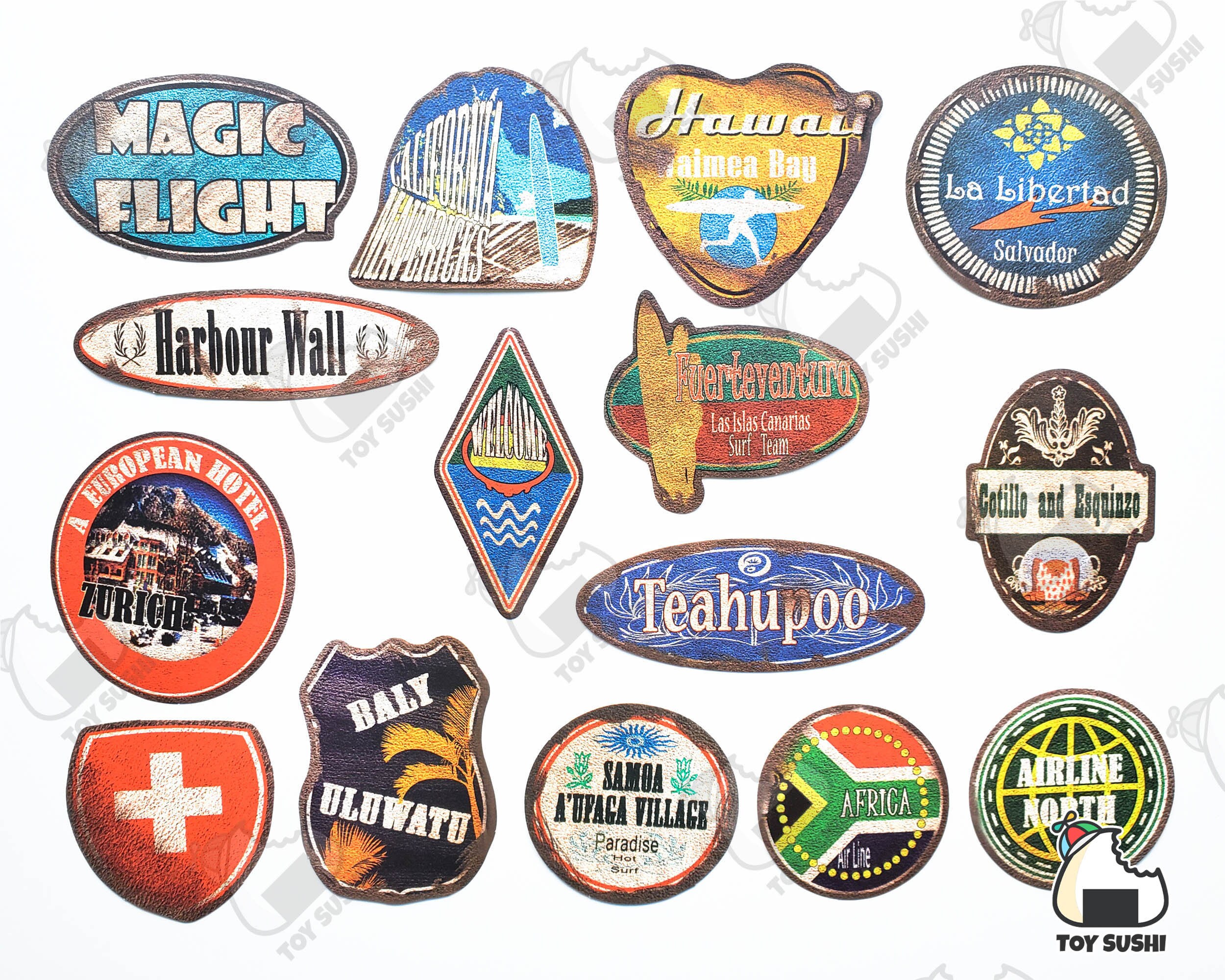 37 Pcs Vintage Leather Textured Sticker Set Travel Stickers Luggage ...