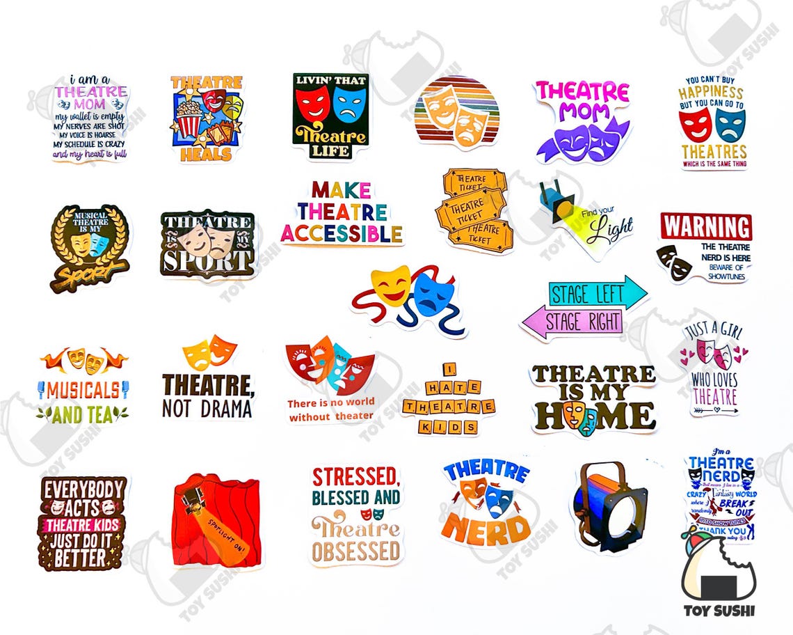 50 Pcs "drama Theatre" Vinyl Stickers Pack – Acting Mask Decal, Theater ...