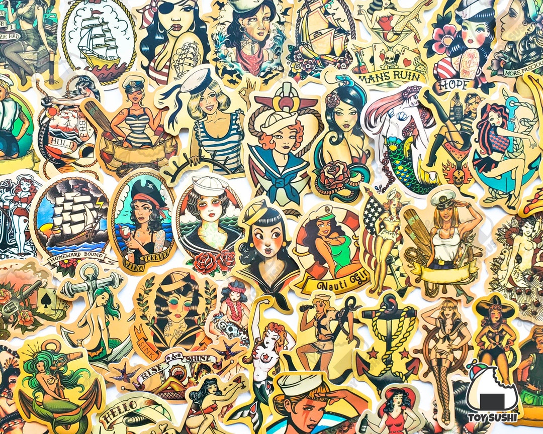 50 Pcs "navy Sailor Girls" Sticker Pack | Pinup Clothing | Sailing ...