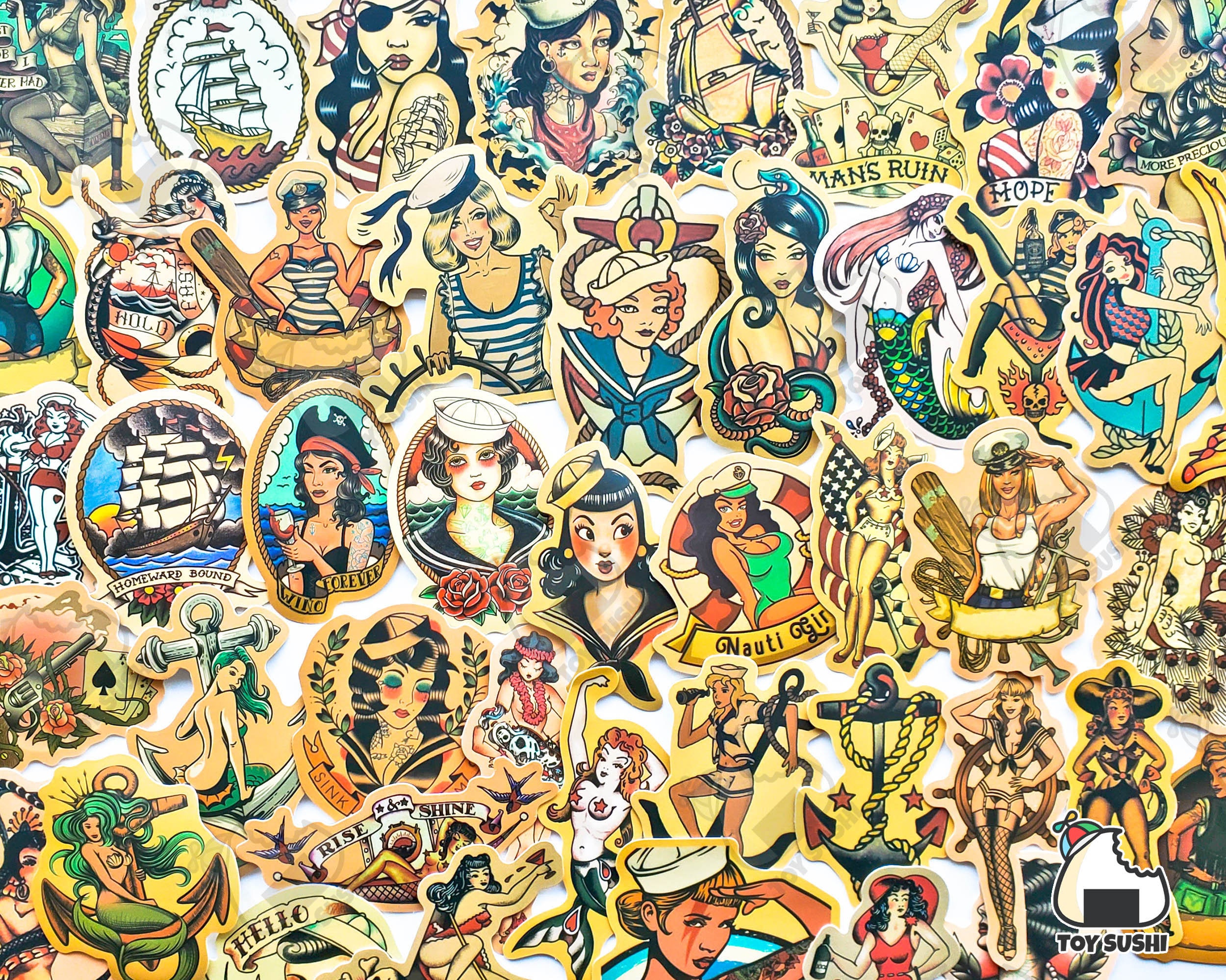 50 Pcs navy Sailor Girls Sticker Pack Pinup - Etsy