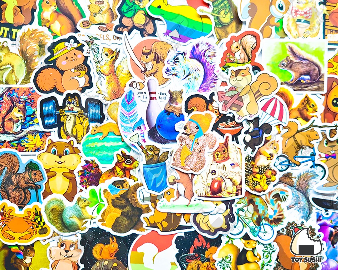 50 Pcs squirrel Sticker Pack Squirrel Clipart Squirrel Wallet Squirrel ...