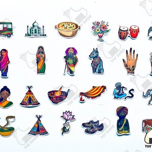 50 Pcs "india Culture" Sticker Pack | Lotus | Indian Elephant | Vishnu ...