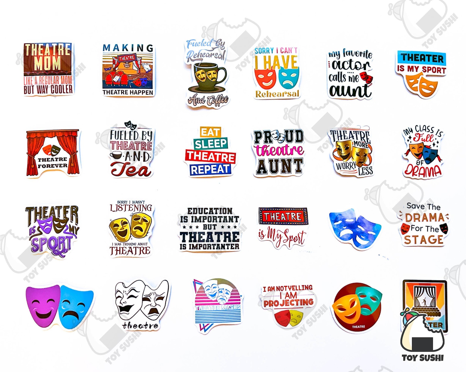 50 Pcs "drama Theatre" Vinyl Stickers Pack – Acting Mask Decal, Theater ...
