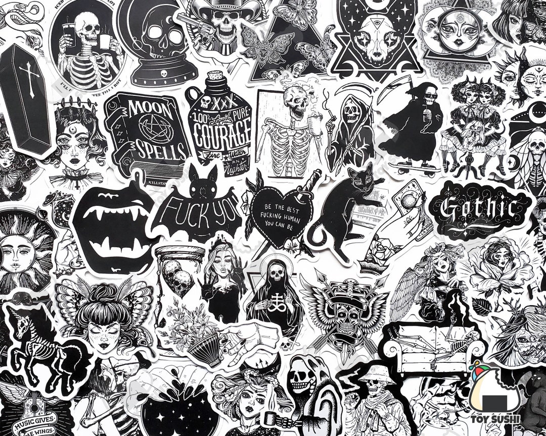 50 Pcs "dark Gothic" Sticker Pack | Coffin | Baphomet | Horror Gift ...