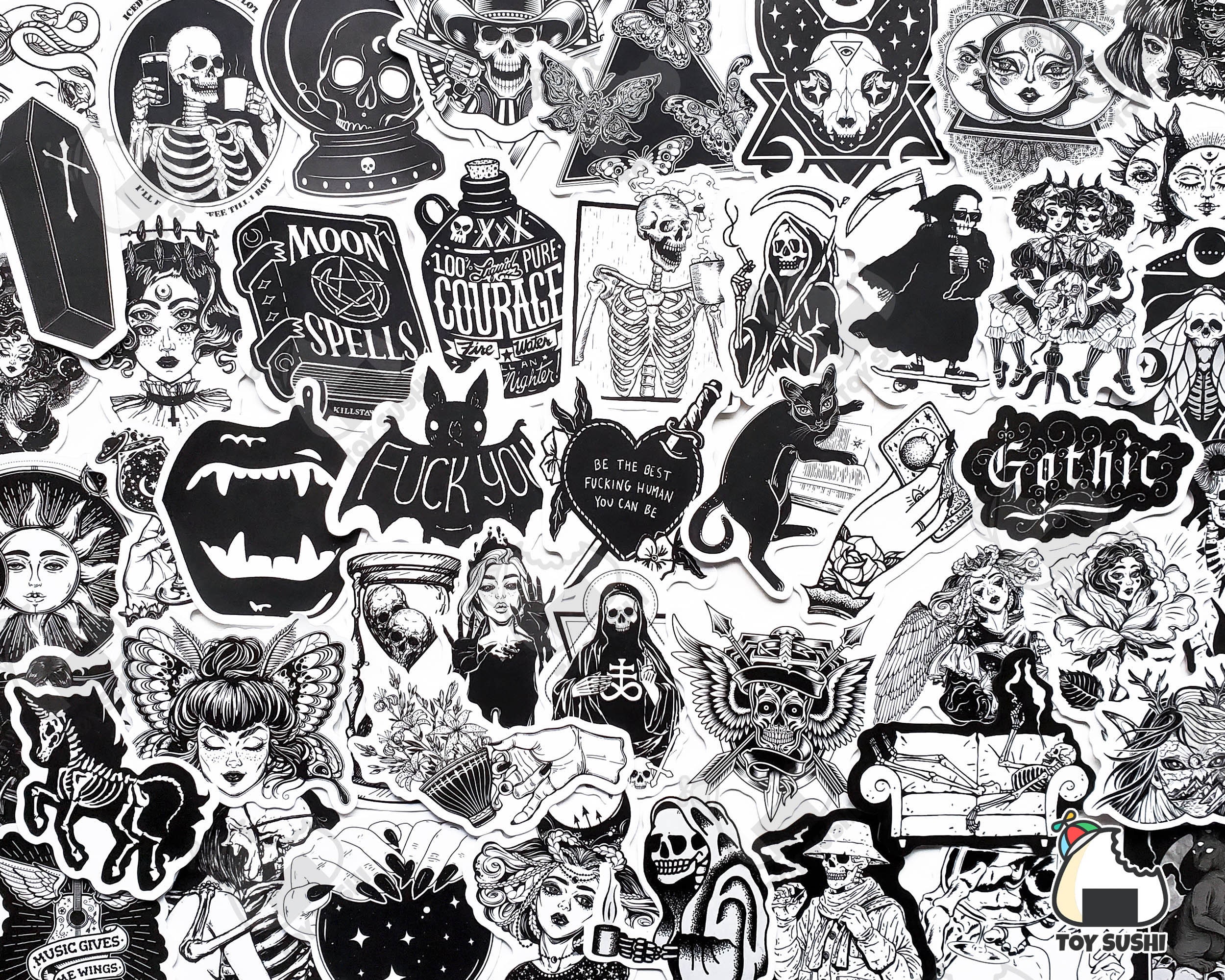 50 Pcs dark Gothic Sticker Pack Coffin - Etsy