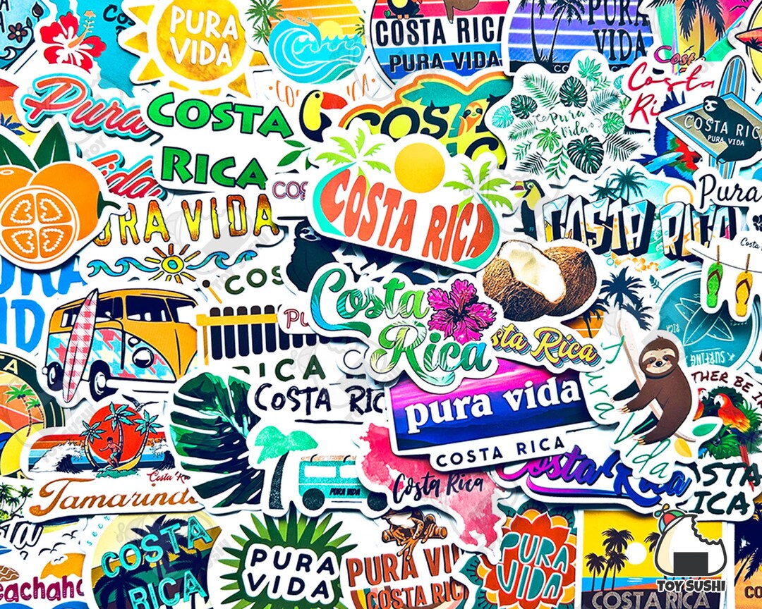 50 Pcs "costa Rica" Sticker Pack | Pura Vida | Travel Stickers | Travel ...