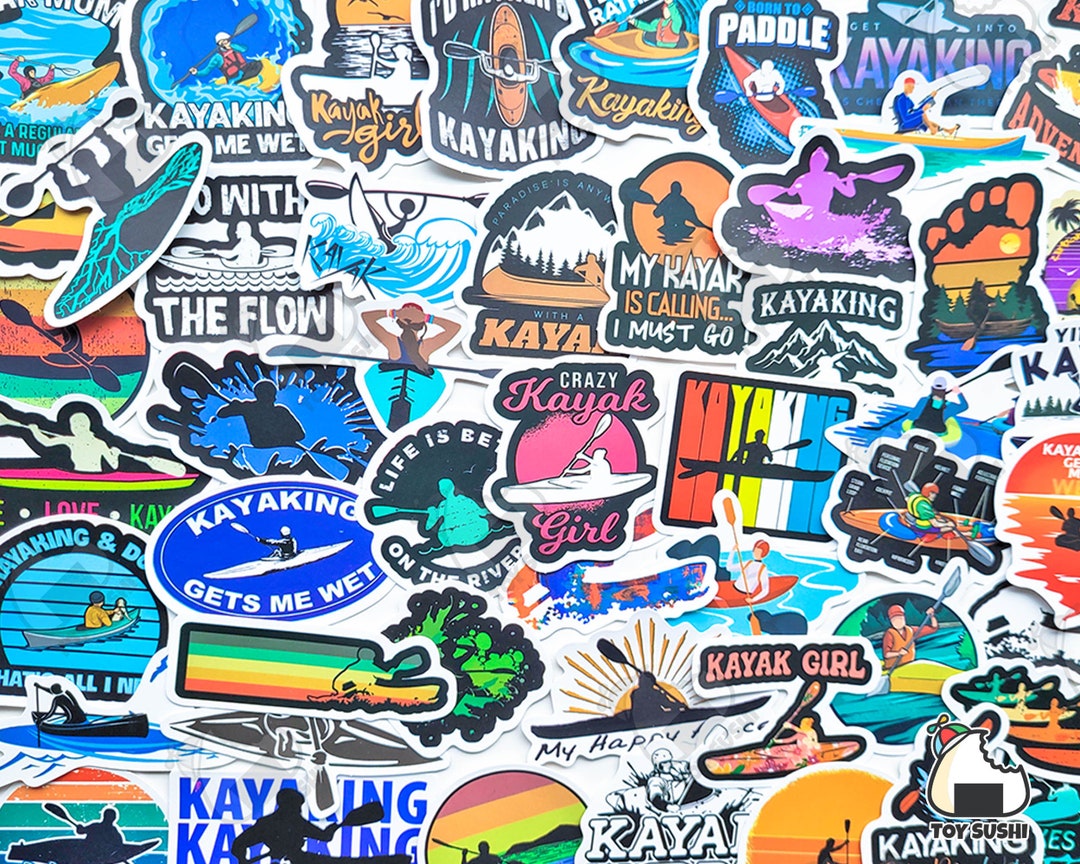 50 Pcs "kayak" Sticker Pack | Beach Life | Water Sport | Kayak Vinyl ...