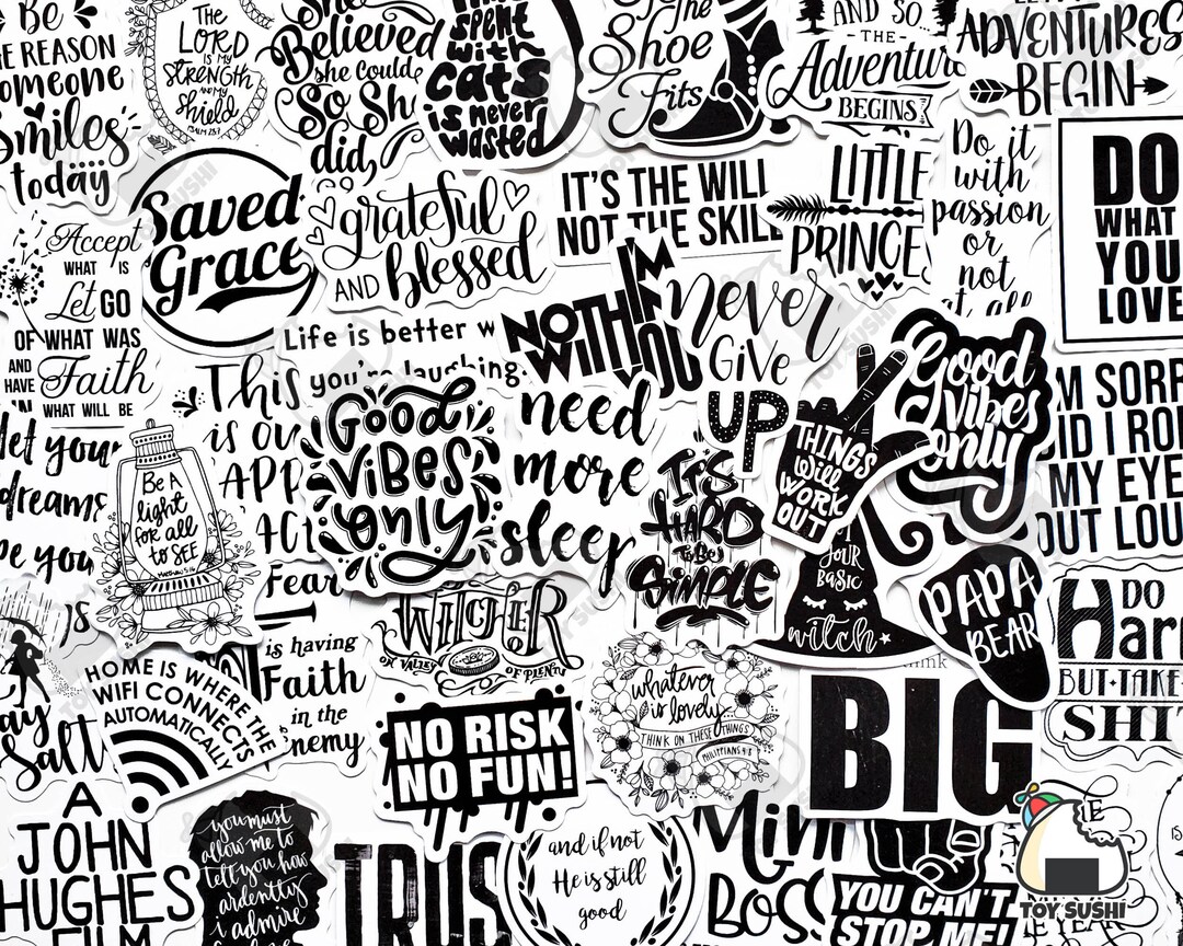 50 Pcs inspirational Quotes Black & White Sticker Pack Gift for Her ...