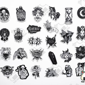 50 Pcs "dark Gothic" Sticker Pack | Coffin | Baphomet | Horror Gift ...