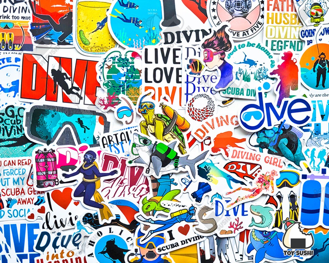 50 Pcs "scuba Dive" Sticker Pack | Diving |swimming Suit | Ocean ...