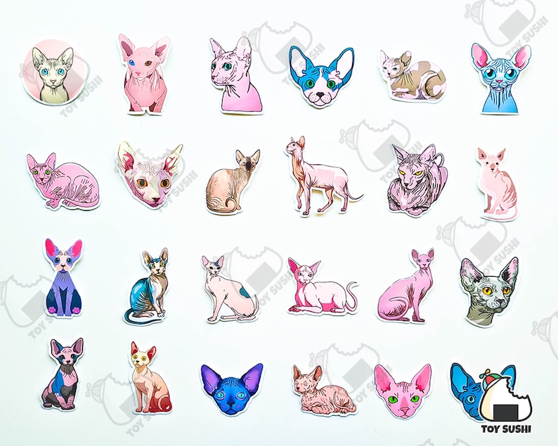 50 Pcs "sphynx Cat" Sticker Pack | Lucky Cat | Egyptian Pharaoh ...