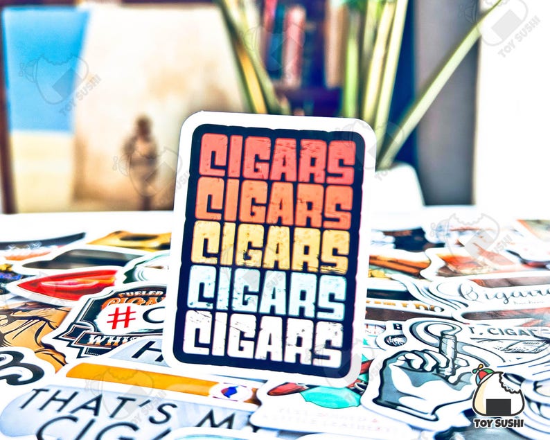 50 Pcs "cigar" Vinyl Stickers Pack – Retro Cigar Lounge Decor, Man Cave ...