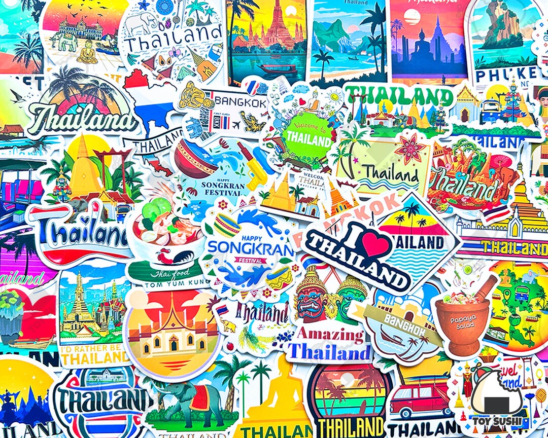 50 Pcs "thailand" Sticker Pack | I Love Thailand | Phuket | Tuk Tuk ...