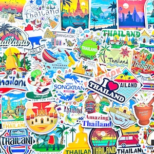 50 Pcs "thailand" Sticker Pack | I Love Thailand | Phuket | Tuk Tuk ...