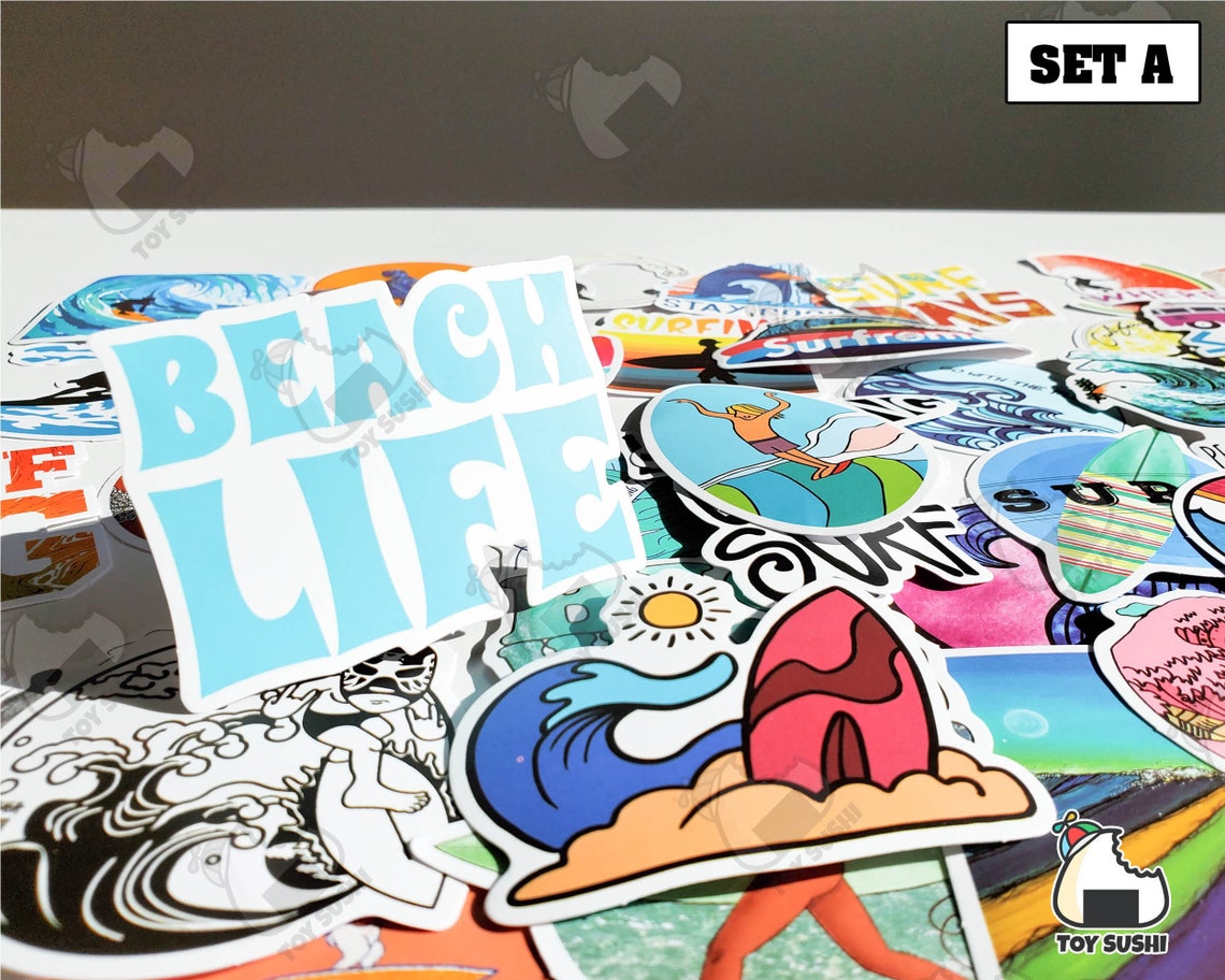 50 Pcs surfing Sticker Pack Beach Hawaii - Etsy