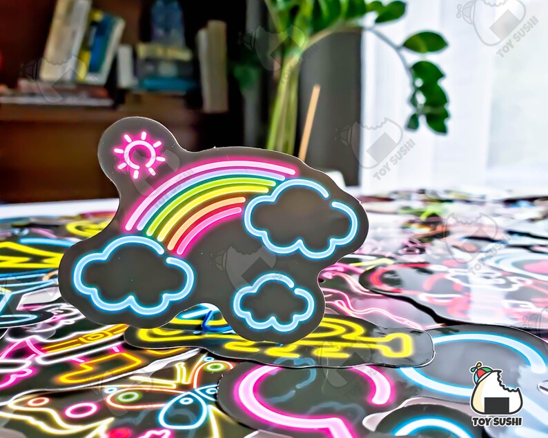 100 Pcs neon Sign Sticker Pack Sticker Bomb Adult Stickers Aesthetic ...