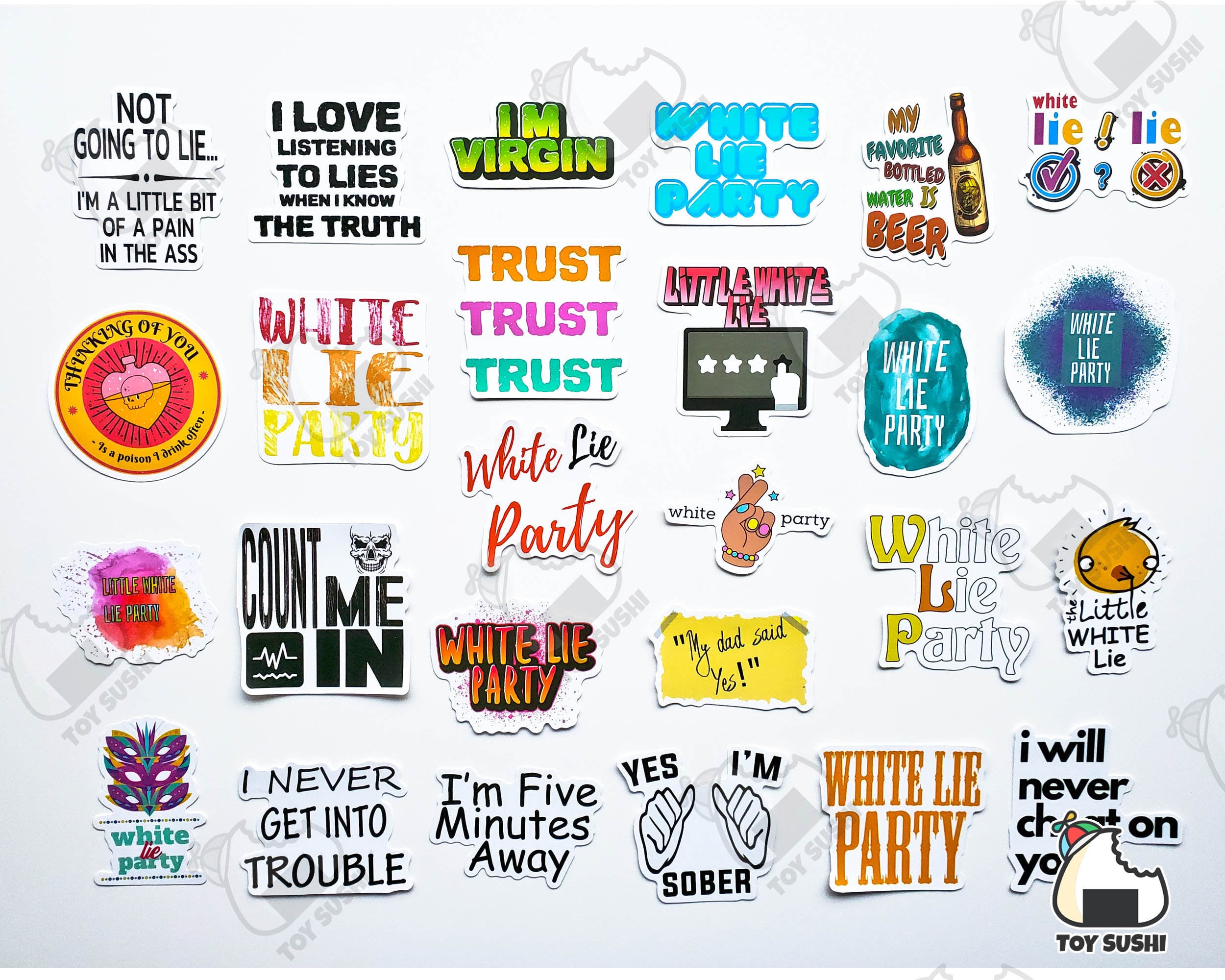 50 Pcs "white Lies" Sticker Pack | White Lie Party | Gift for Her ...