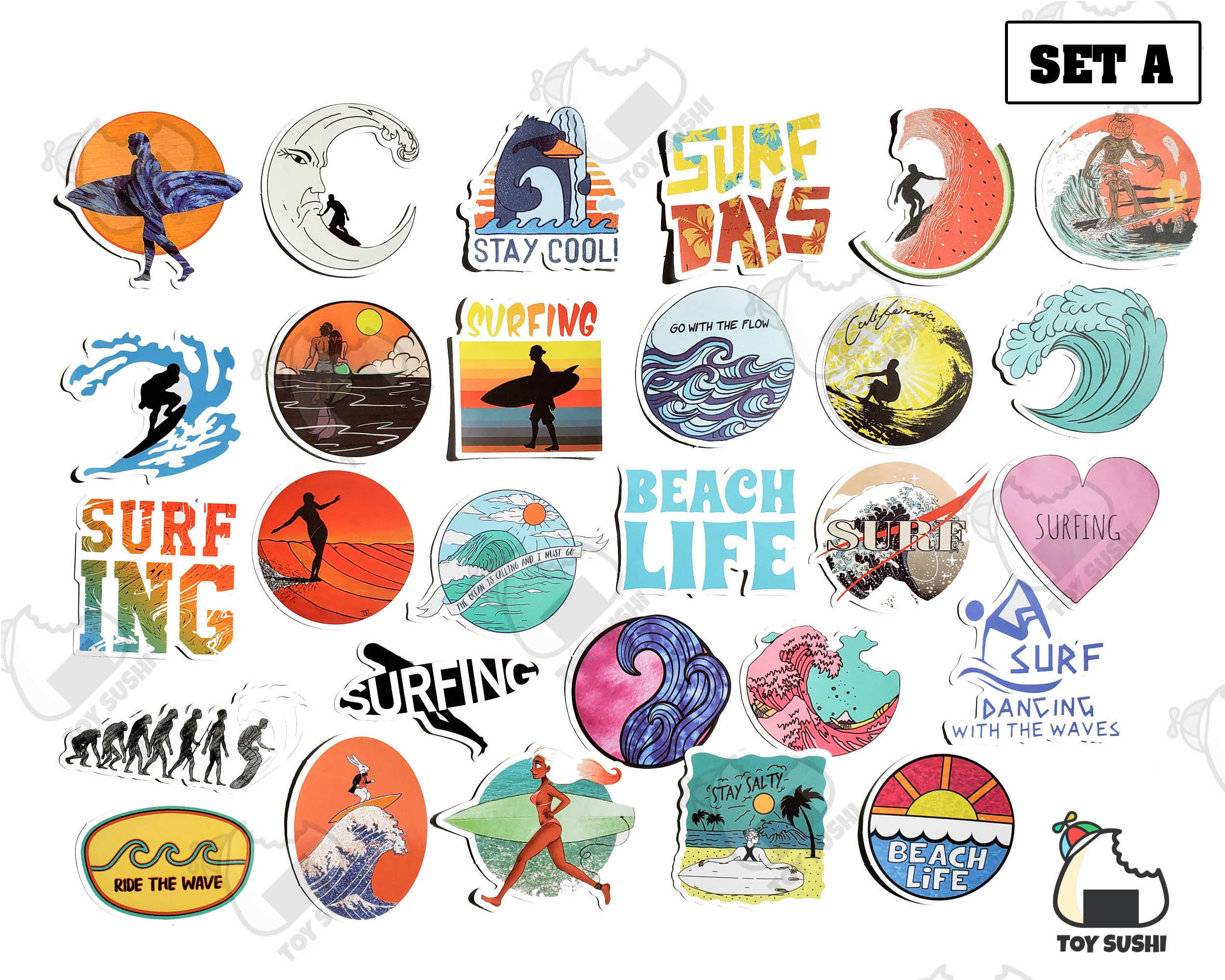 50 Pcs surfing Sticker Pack Beach Hawaii - Etsy