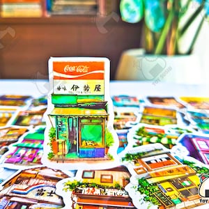 50 Pcs "japanese Shops" Sticker Pack | Japan Shop Sign | Lucky Cat ...